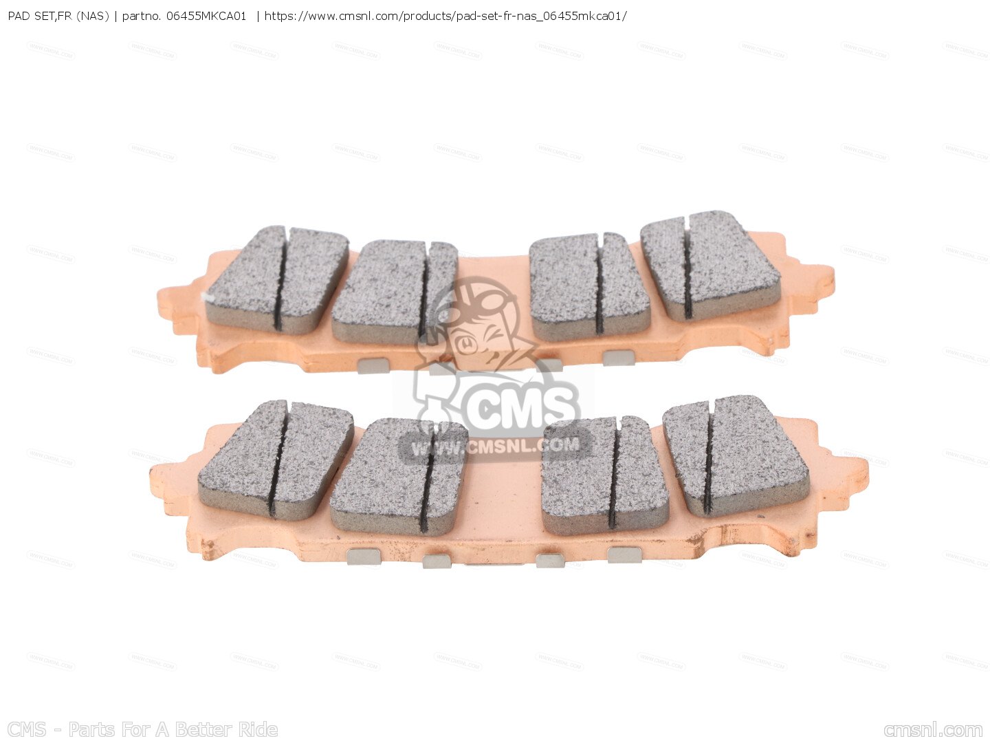 06455MKCA01: PAD SET,FR (NAS) Honda - buy the 06455-MKC-A01 at CMSNL