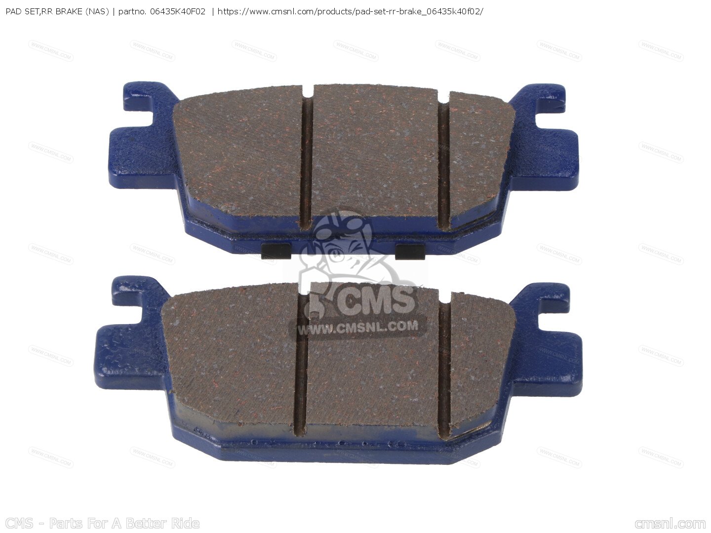 06435K40F02: PAD SET,RR BRAKE (NAS) Honda - buy the 06435-K40-F02 at CMSNL