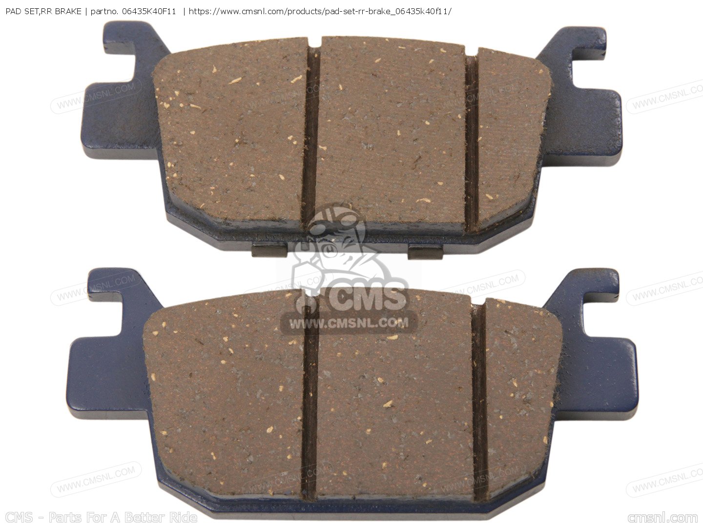 06435K40F11: PAD SET,RR BRAKE (NAS) Honda - buy the 06435-K40-F11 at CMSNL