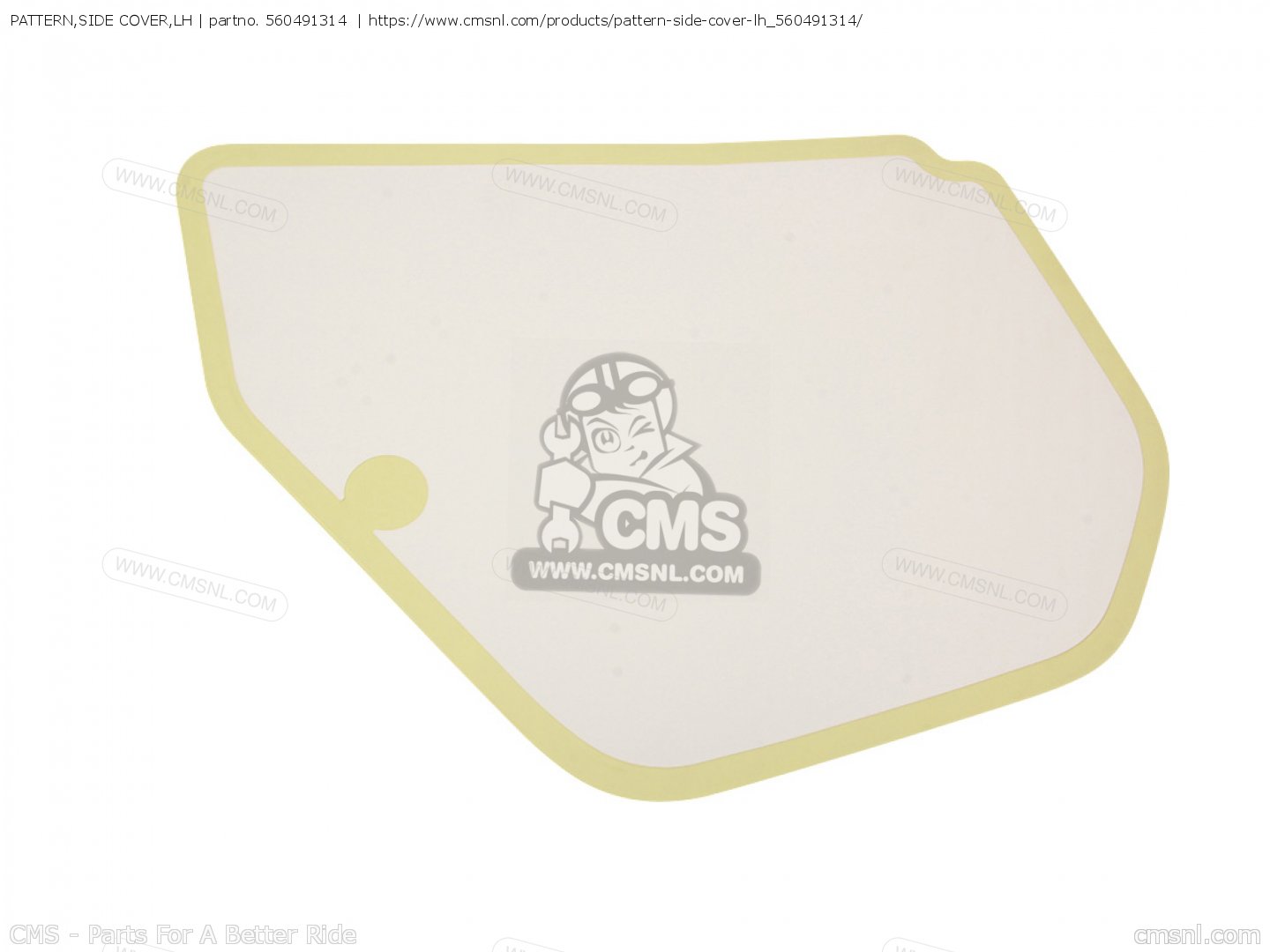 560491314: PATTERN,SIDE COVER,LH Kawasaki - buy the 56049-1314 at CMSNL