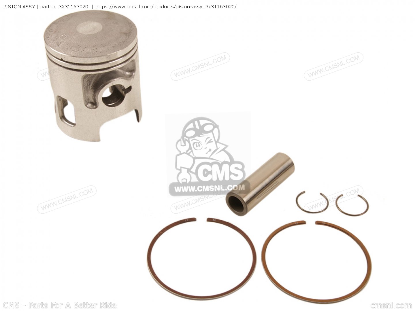 3X31163020: PISTON ASSY Yamaha - buy the 3X3-11630-20-00 at CMSNL