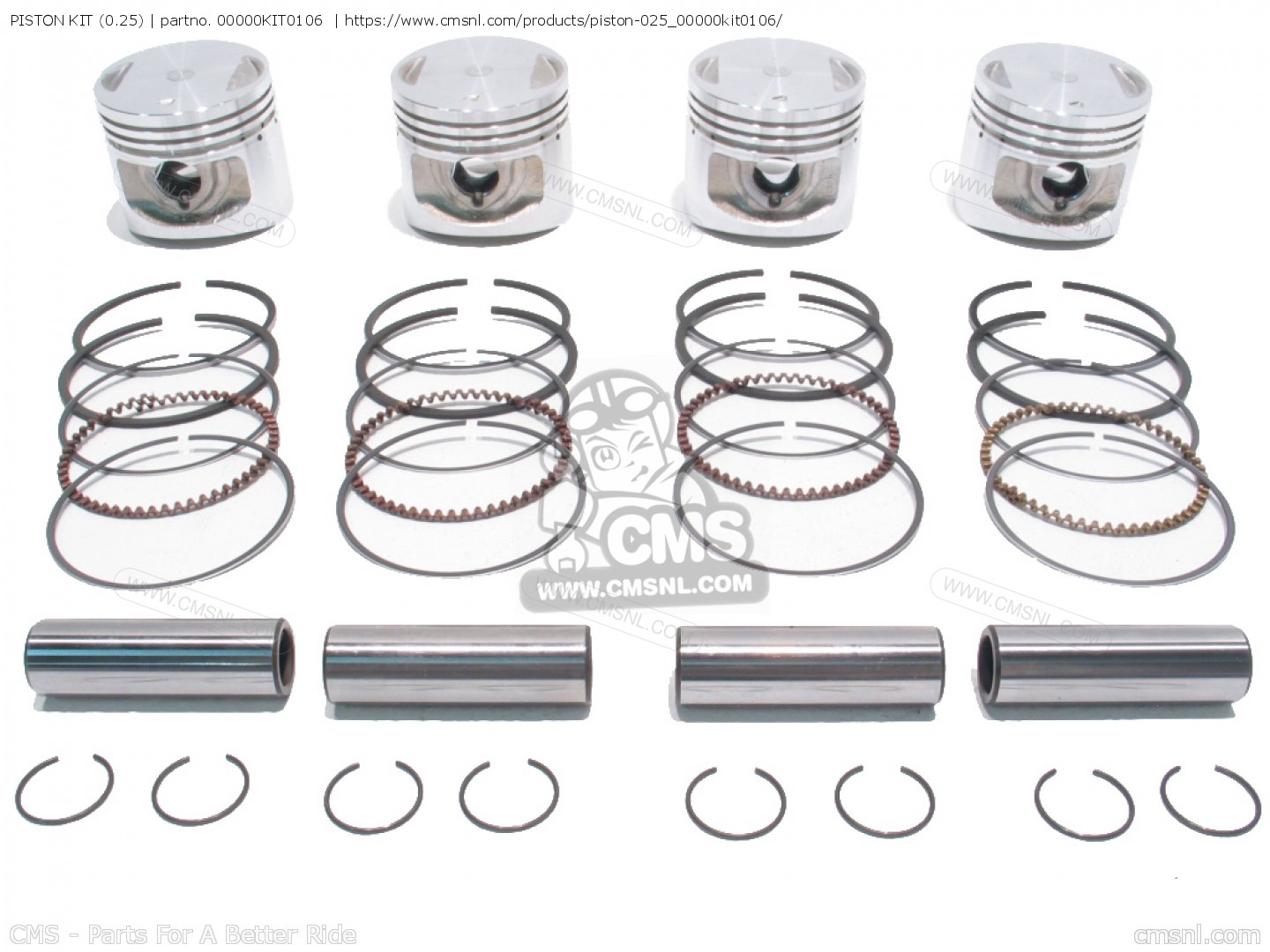 00000KIT0106: PISTON KIT (0.25) Honda - buy the 00000-KIT-0106 at CMSNL