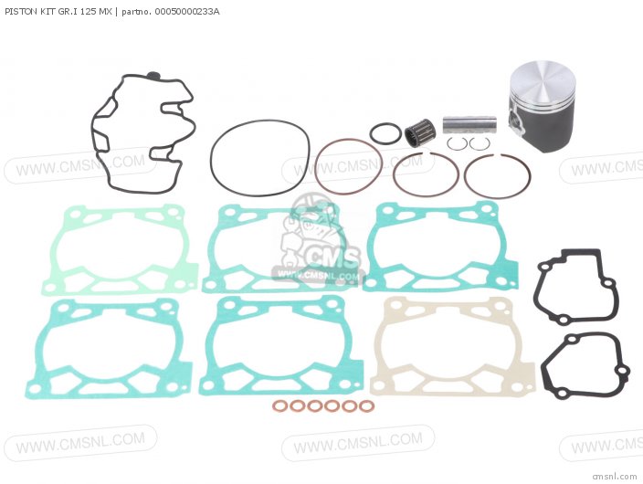 00050000233A: PISTON KIT GR.I 125 MX Husqvarna - buy the 00050000233 at ...