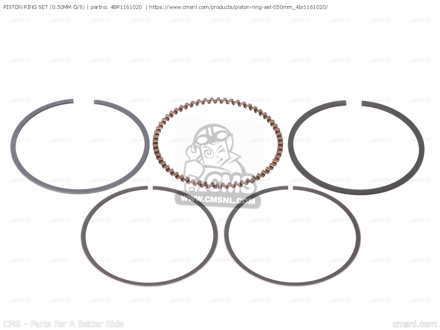 4BR1161020: PISTON RING SET (0.50MM O/S) Yamaha - buy the 4BR-11610-20 ...