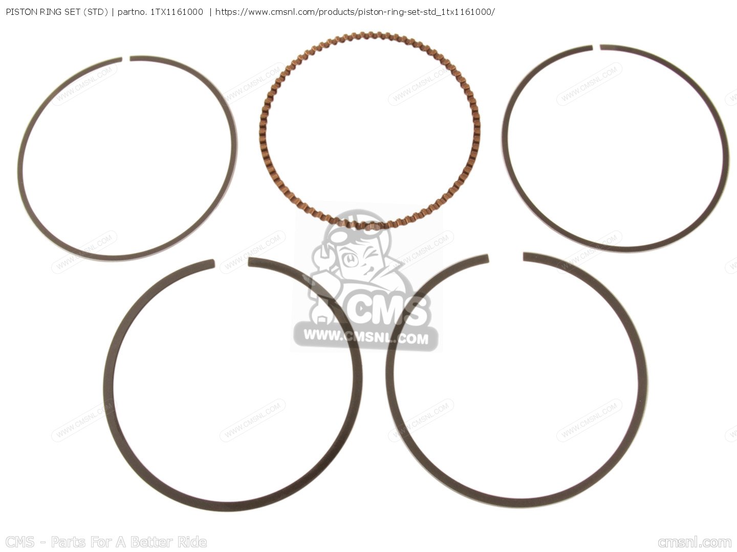 1TX1161000: PISTON RING SET (STD) Yamaha - buy the 1TX-11610-00-00 at CMSNL