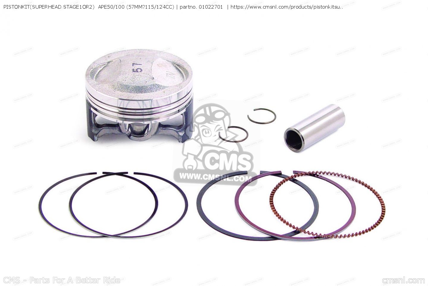 01022701: Pistonkit(superhead Stage1or2) Ape50/100 (57mm?115/124cc ...