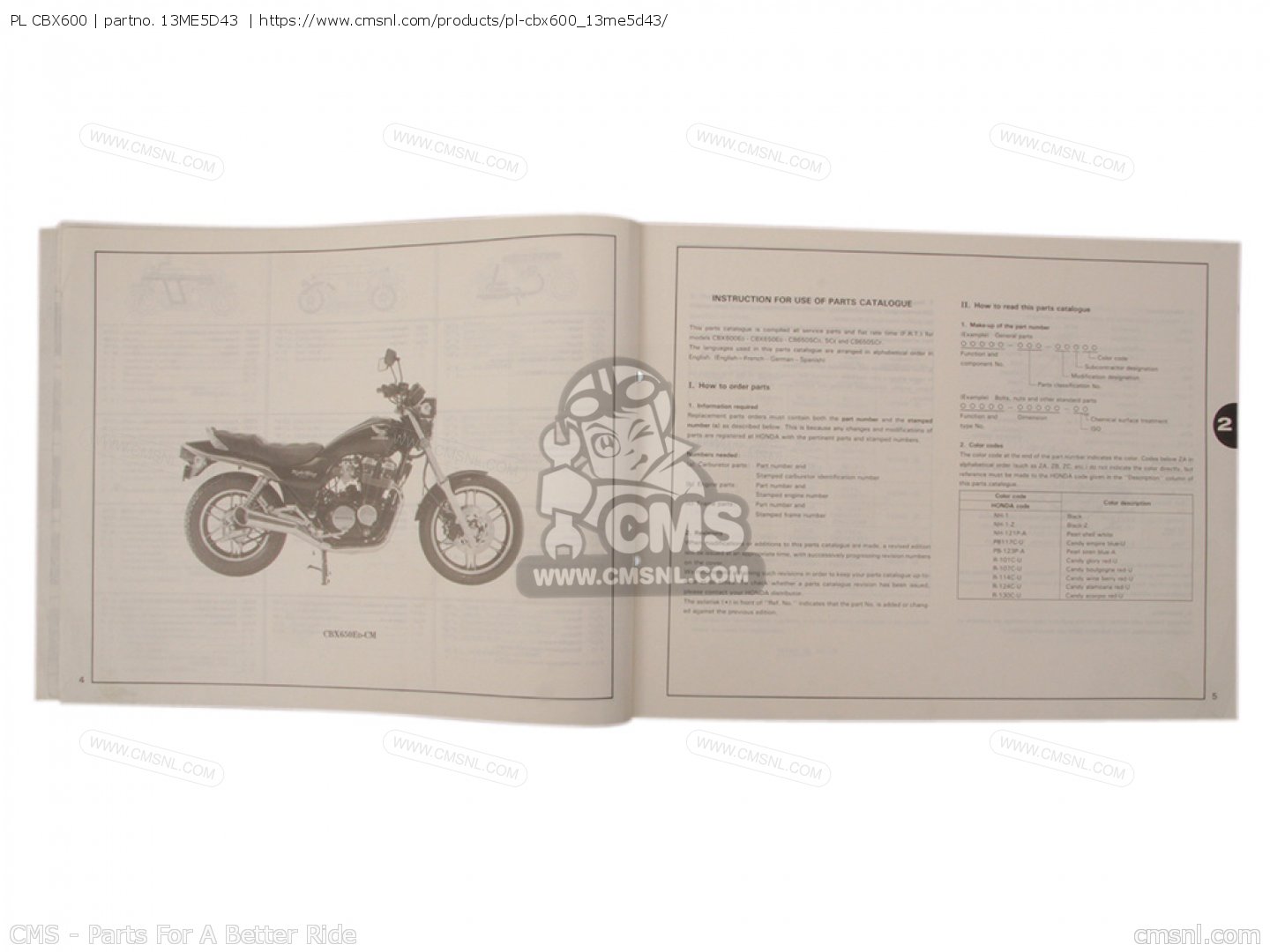 13ME5D43: Pl Cbx600 Honda - buy the 13ME5D43 at CMSNL