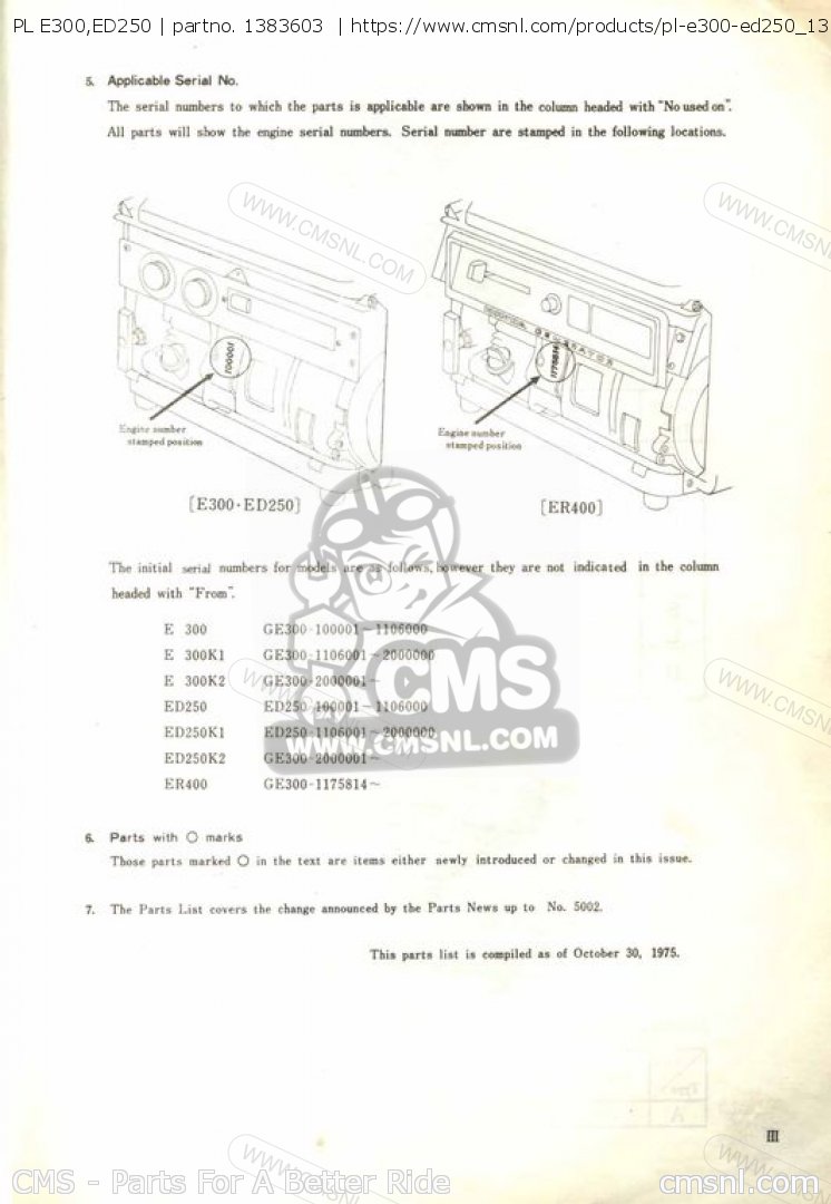 1383603: Pl E300,ed250 Honda - buy the 1383603 at CMSNL