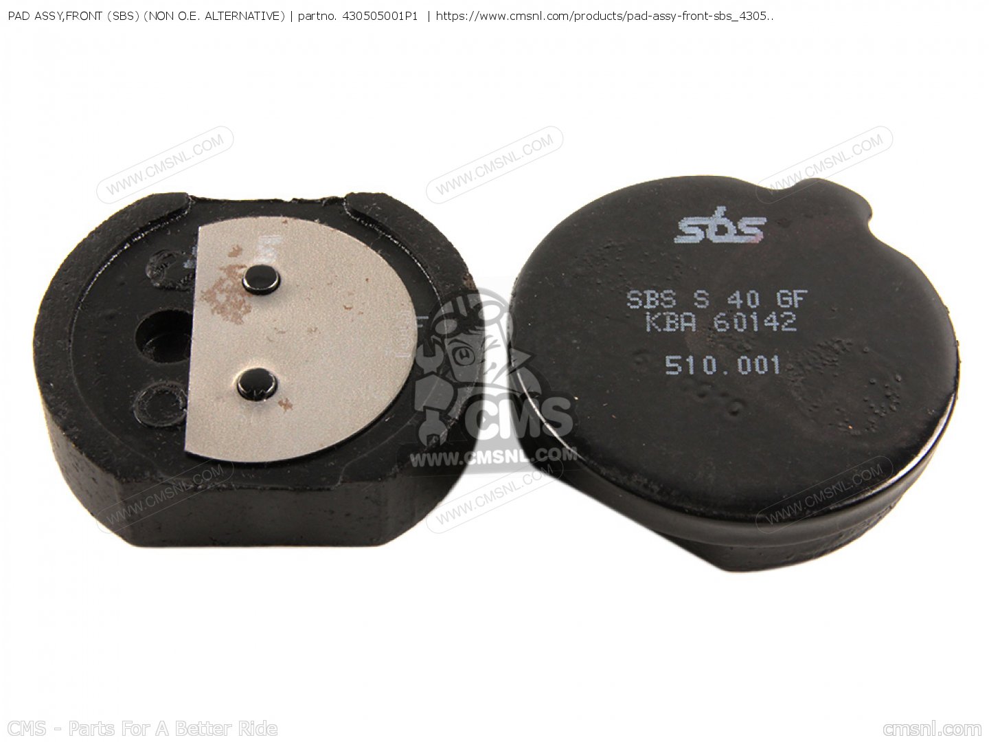 430505001P1 : Plaquette De Frein Ensemble Avant SBS NAS NON O.E ...