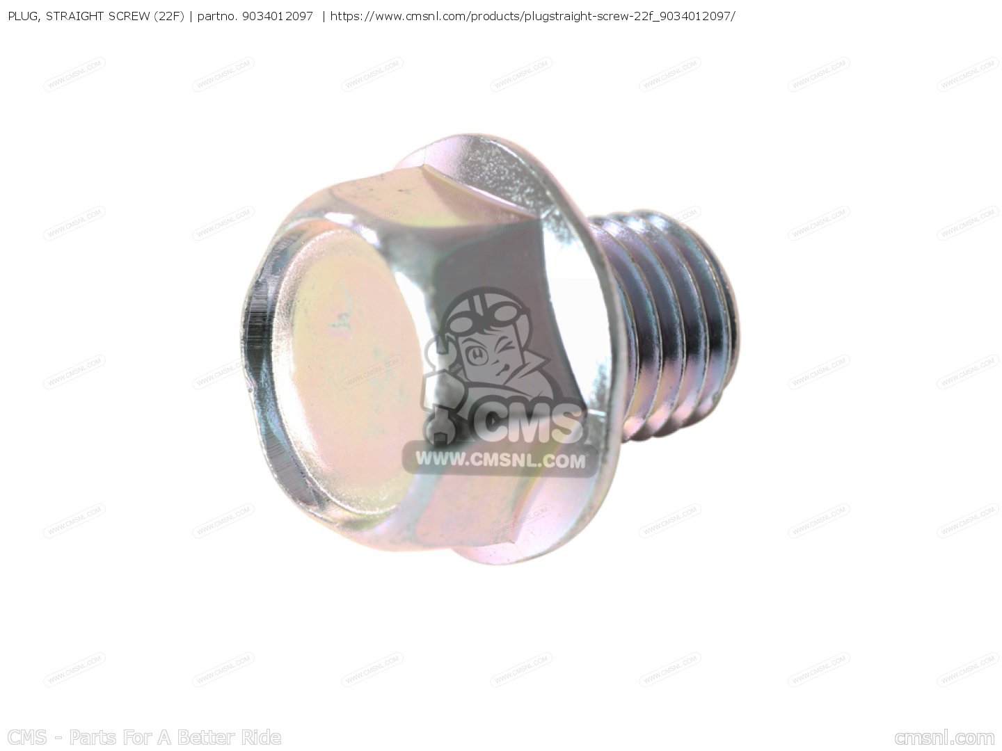 9034012097: PLUG, STRAIGHT SCREW (22F) Yamaha - buy the 90340-12097-00 ...