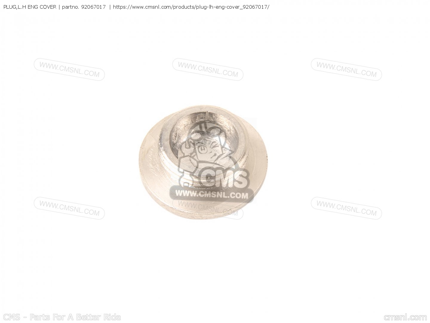 92067017: Plug,engine Cover,lh, Kawasaki - buy the 92067-017 at CMSNL