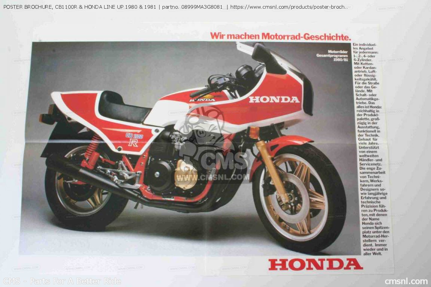 08999MA3G8081: Poster Brochure, Cb1100r & Honda Line Up 1980 & 1981 ...