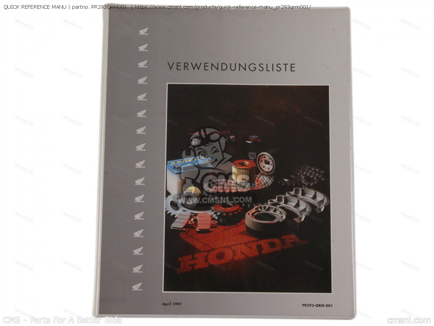 PR293QRM001: Quick Reference Manu Honda - buy the PR293-QRM-001 at CMSNL