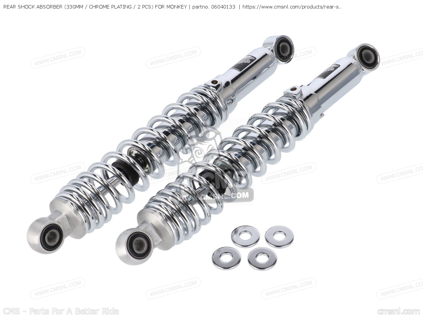 06040133: Rear Shock Absorber (330mm / Chrome Plating / 2 Pcs) For ...