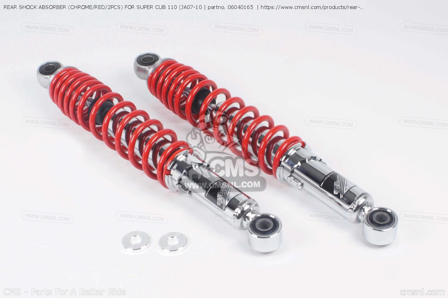 06040165: Rear Shock Absorber (chrome/red/2pcs) For Super Cub 110 (ja07-10 Takegawa - buy the 06 ...