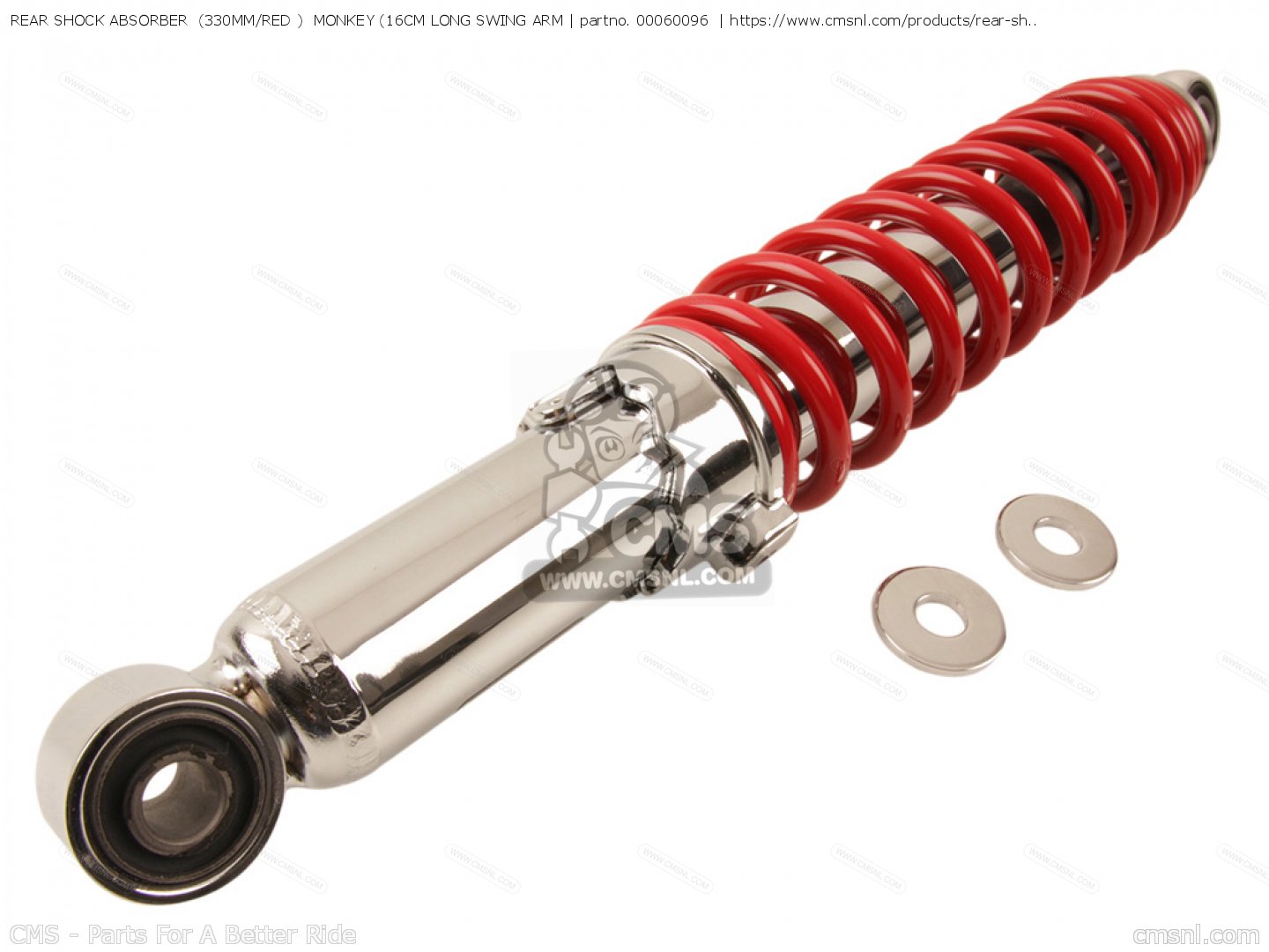 00060096: Rear Shock Absorber (330mm/red ) Monkey (16cm Long Swing Arm ...