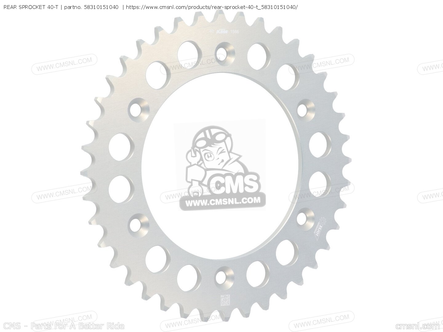 58310151040: REAR SPROCKET 40-T KTM - buy the 58310151040 at CMSNL