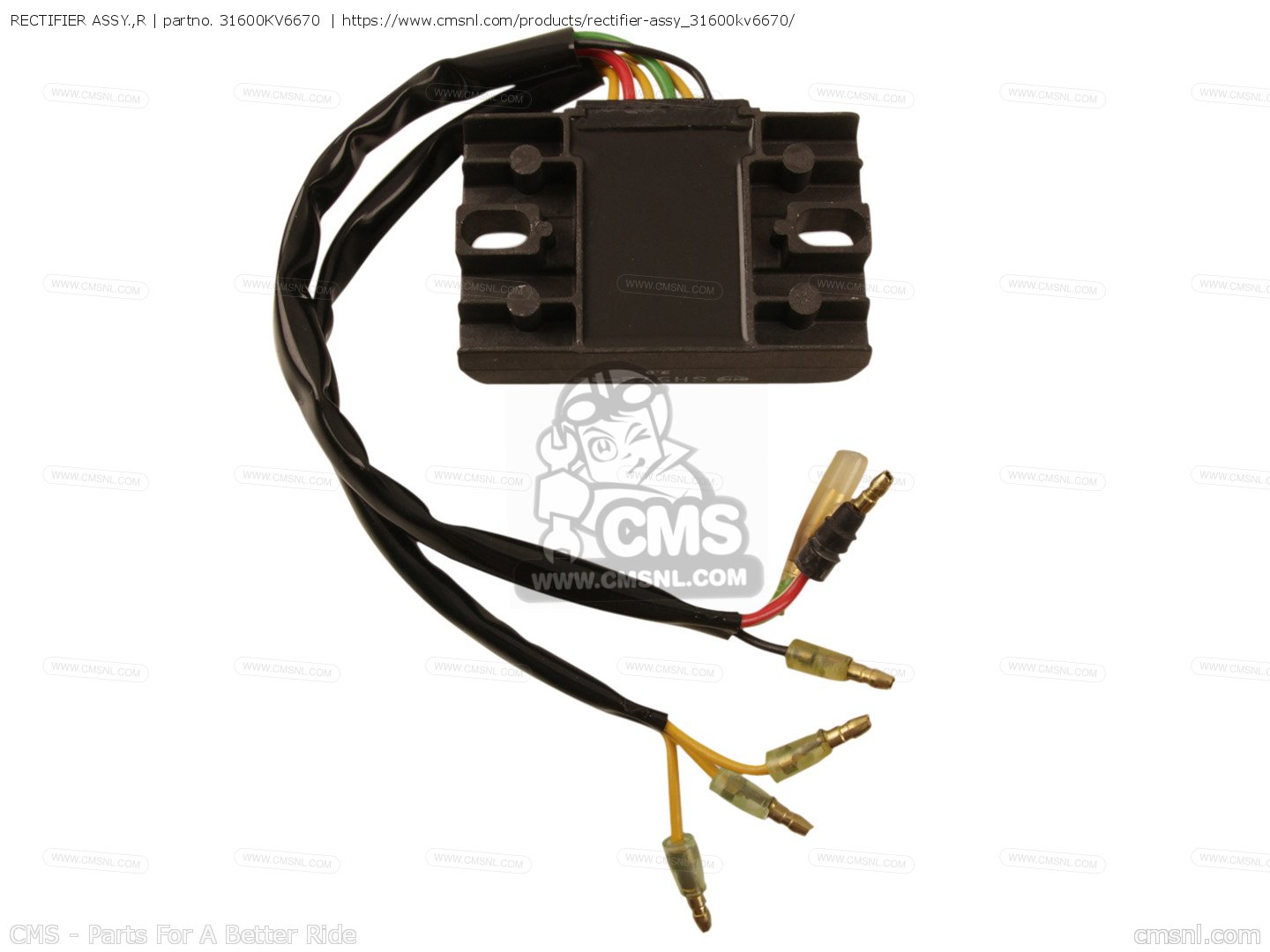 31600KV6670: Rectifier Assy.,r Honda - buy the 31600-KV6-670 at CMSNL
