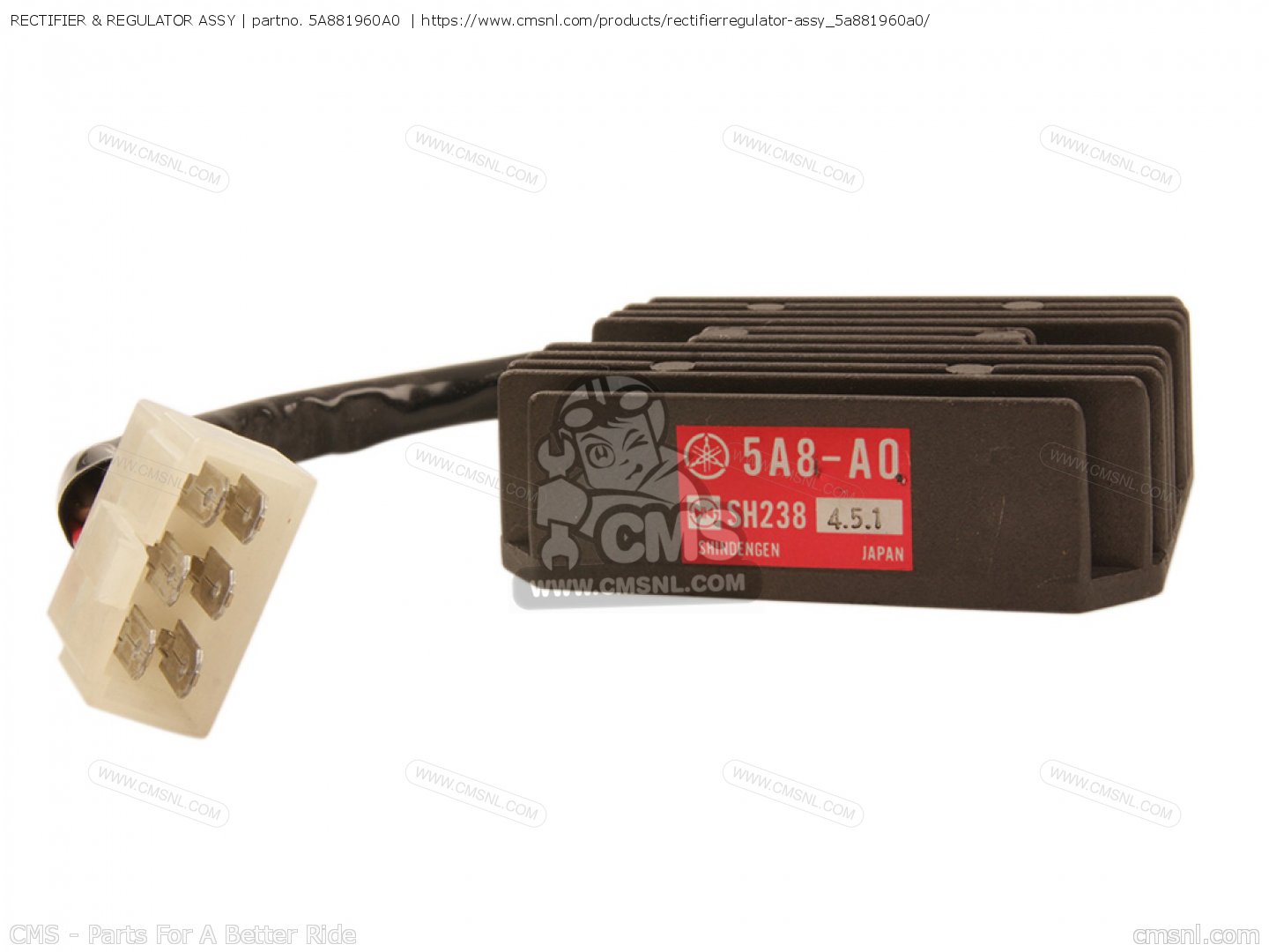 5A881960A0: Rectifier & Regulator Assy Yamaha - buy the 5A8-81960-A0 at ...