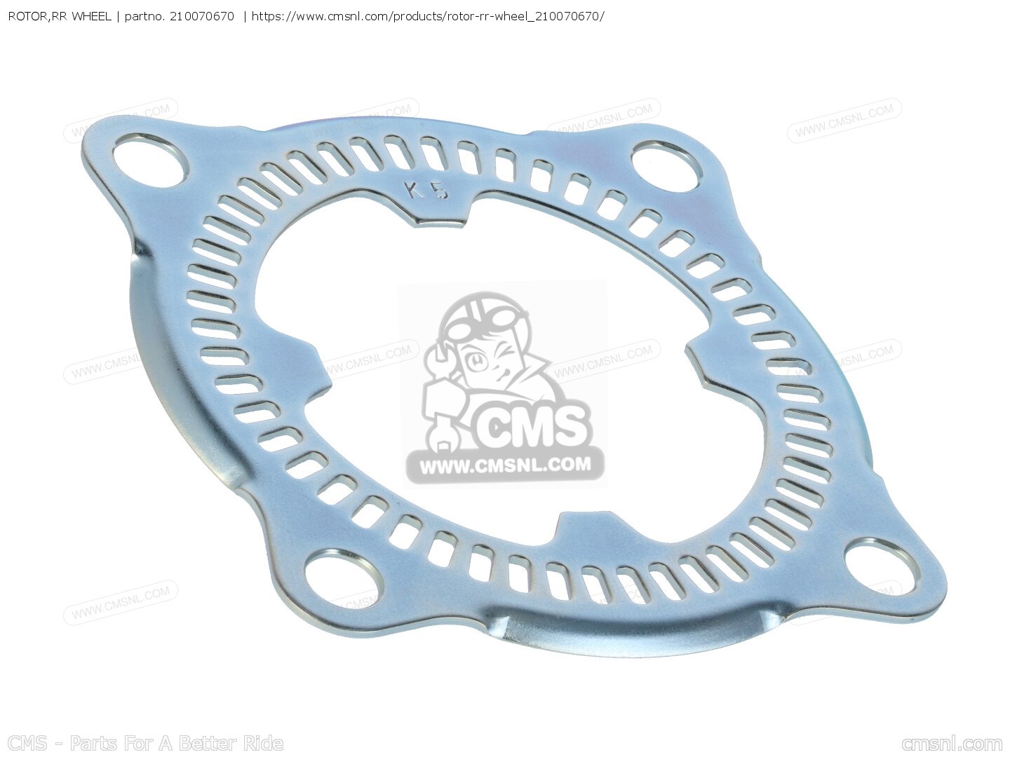 210070670: ROTOR,RR WHEEL Kawasaki - buy the 21007-0670 at CMSNL