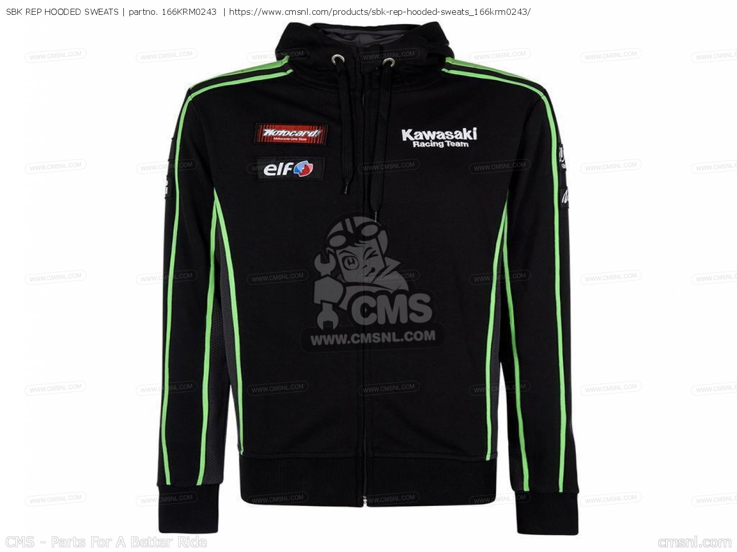 166KRM0243: SBK REP HOODED SWEATS Kawasaki - buy the 166KRM0243 at CMSNL