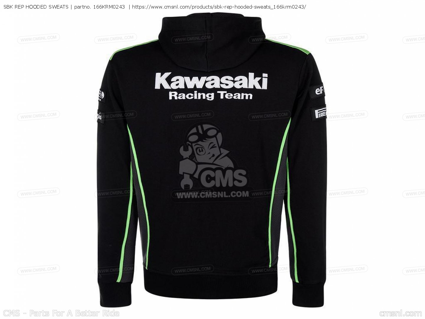 166KRM0243: SBK REP HOODED SWEATS Kawasaki - buy the 166KRM0243 at CMSNL