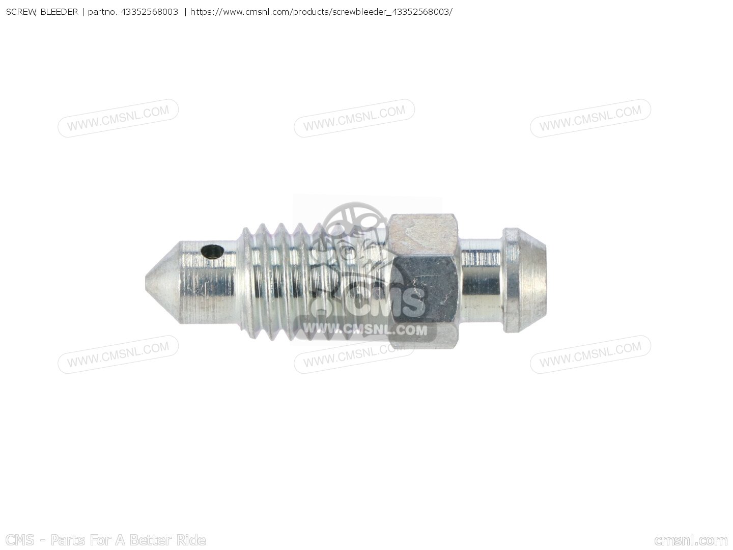 43352568003: SCREW, BLEEDER Honda - buy the 43352-568-003 at CMSNL