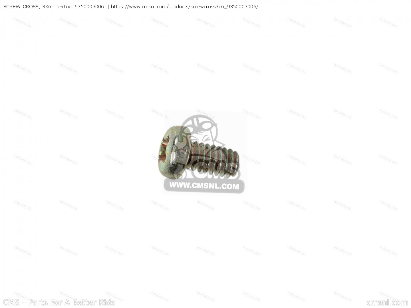 9350003006: SCREW, CROSS, 3X6 Honda - buy the 93500-03006 at CMSNL