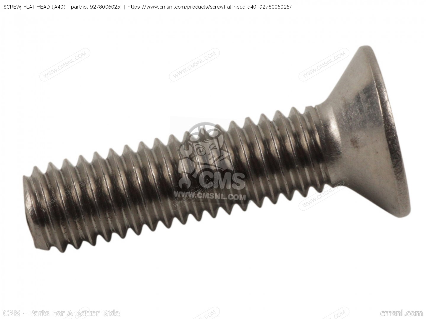 9278006025: SCREW, FLAT HEAD (A40) Yamaha - buy the 92780-06025-00 at CMSNL