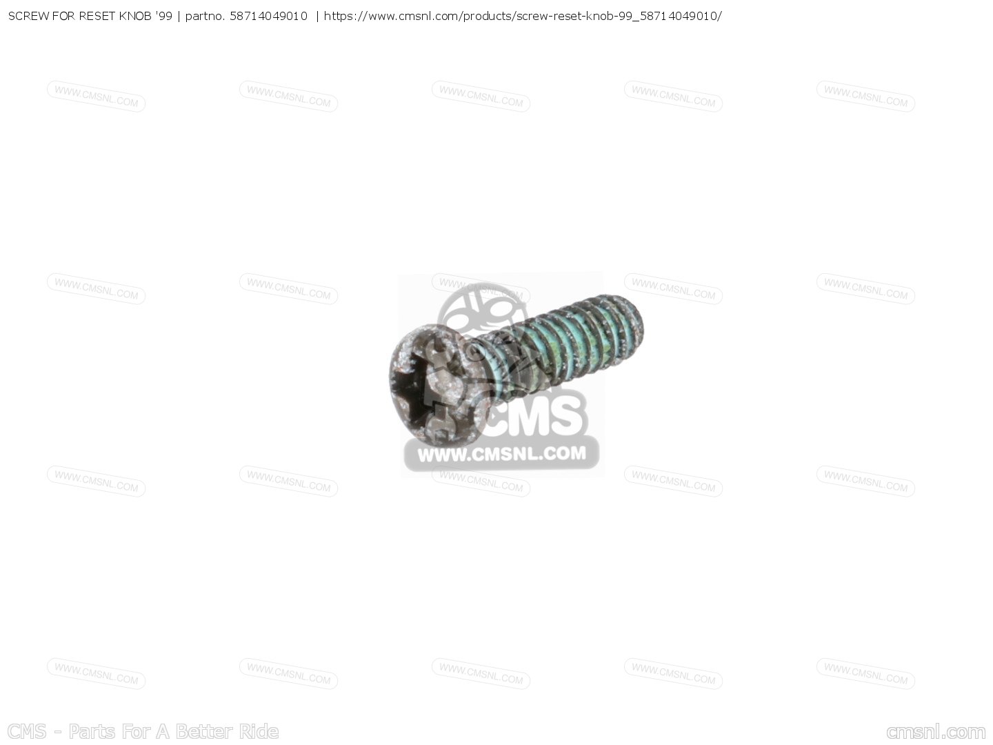 58714049010: SCREW FOR RESET KNOB '99 KTM - buy the 58714049010 at CMSNL