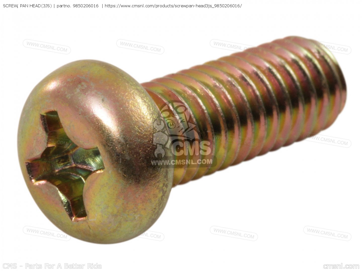 9850206016: SCREW, PAN HEAD(3JS) Yamaha - buy the 98502-06016-00 at CMSNL