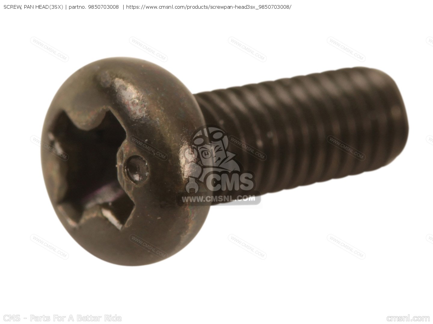 9850703008: SCREW, PAN HEAD(3SX) Yamaha - buy the 98507-03008-00 at CMSNL