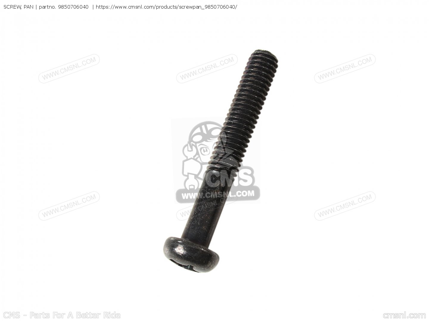 9850706040: SCREW, PAN Yamaha - buy the 98507-06040-00 at CMSNL