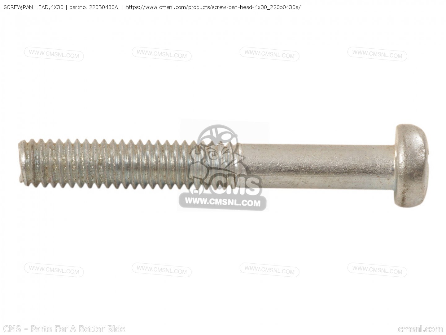 220B0430A: Screw,pan Head,4x30 Kawasaki - buy the 220B0430A at CMSNL