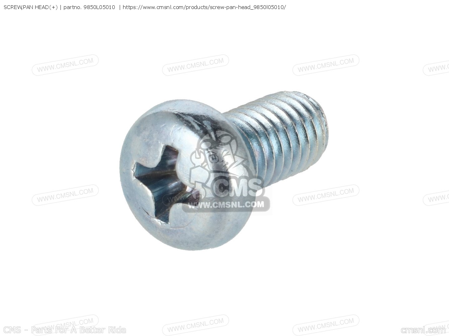 9850L05010: SCREW,PAN HEAD(+) Yamaha - buy the 9850L-05010-00 at CMSNL