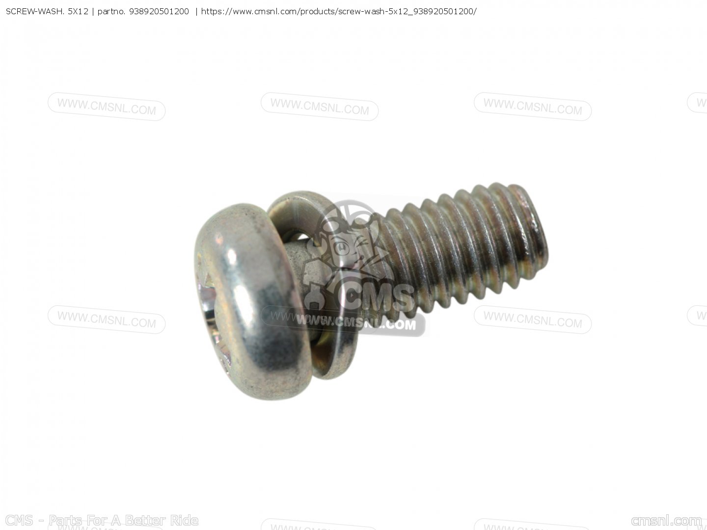 938920501200: SCREW-WASH. 5X12 Honda - buy the 93892-0501200 at CMSNL
