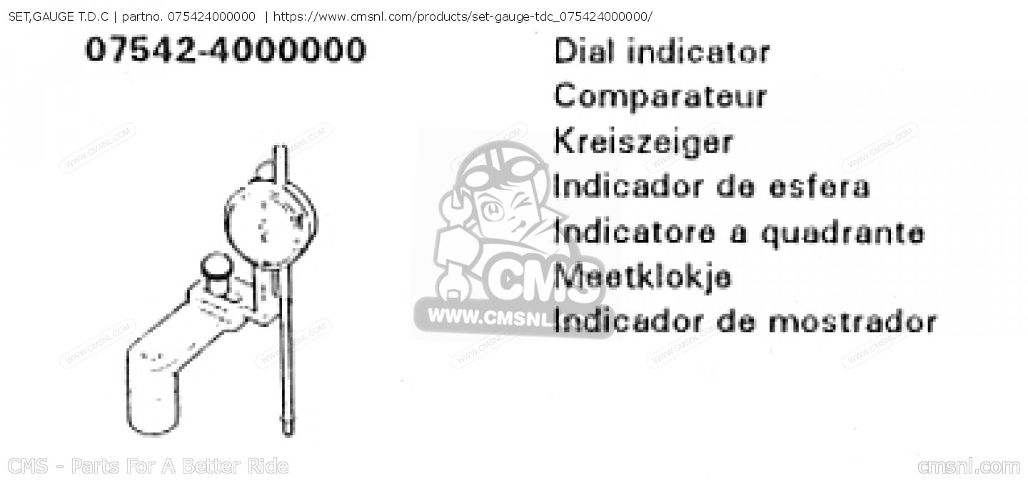 075424000000: SET,GAUGE T.D.C Honda - buy the 07542-4000000 at CMSNL