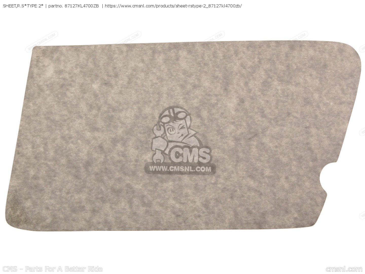 SHEET,R.S*TYPE 2* for Honda - order at CMSNL