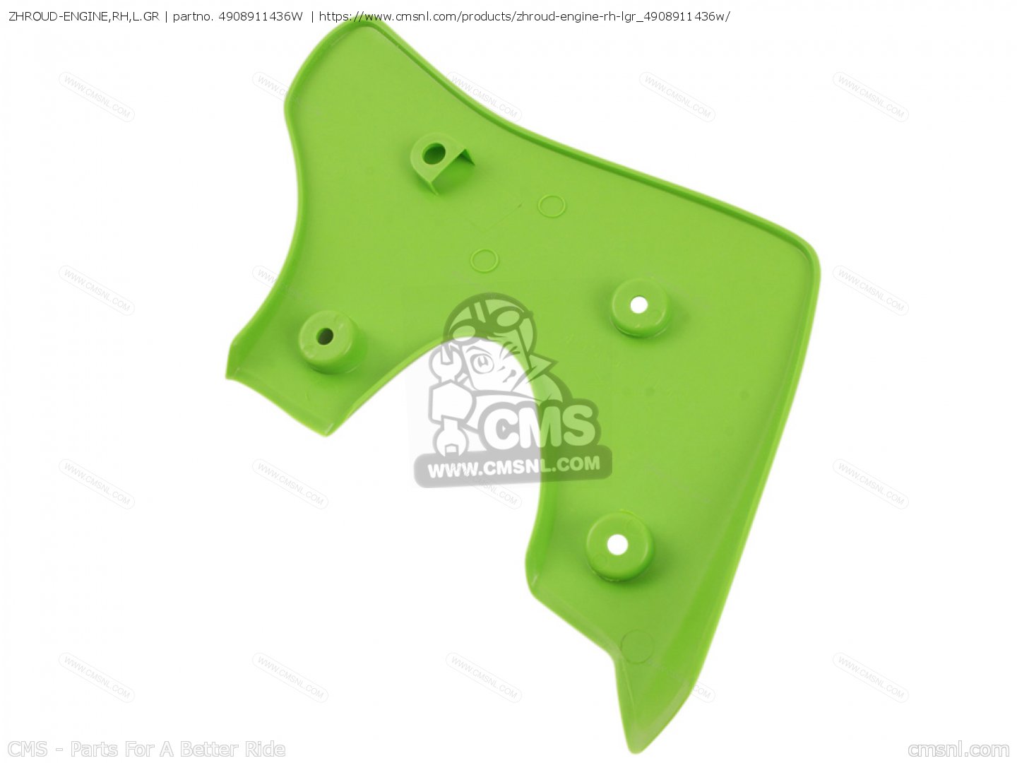 4908911436W: Shroud-engine,rh,l.gr Kawasaki - buy the 49089-1143-6W at ...