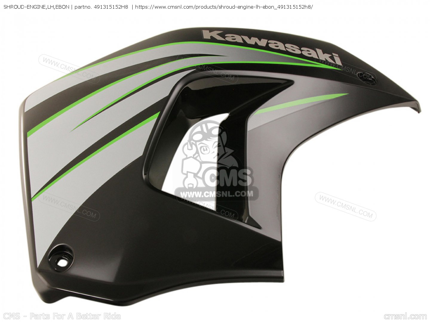 491315152H8: SHROUD-ENGINE,LH,EBON Kawasaki - buy the 49131-5152-H8 at ...