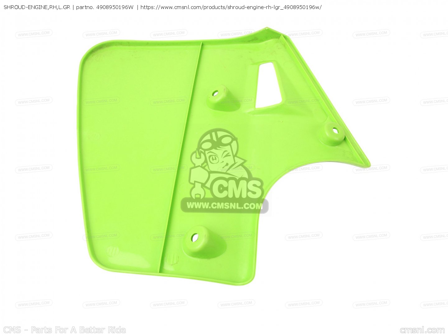 4908950196W: SHROUD-ENGINE,RH,L.GR Kawasaki - buy the 49089-5019-6W at ...