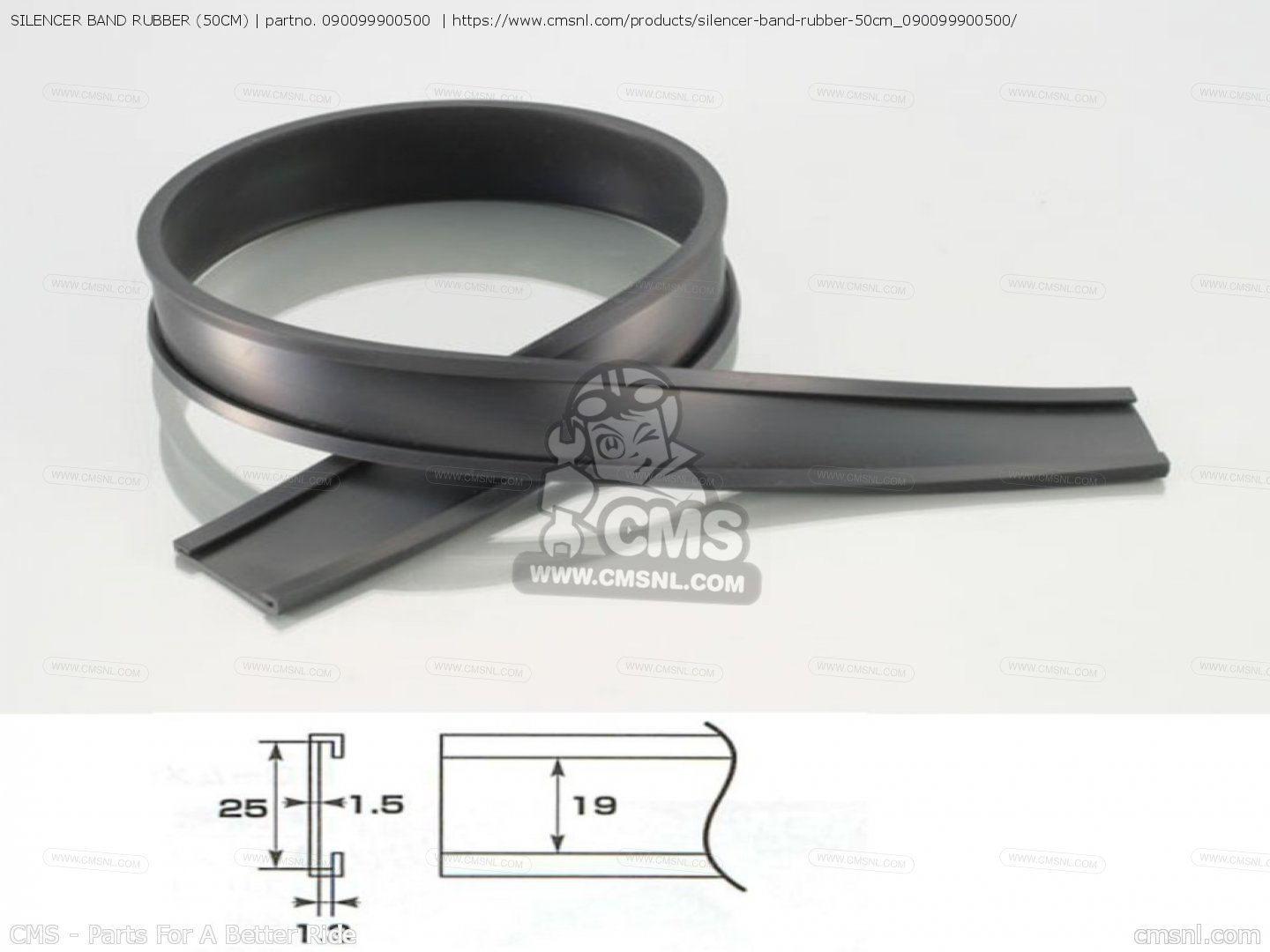 090099900500: SILENCER BAND RUBBER (50CM) Kitaco - buy the 0900-999 ...