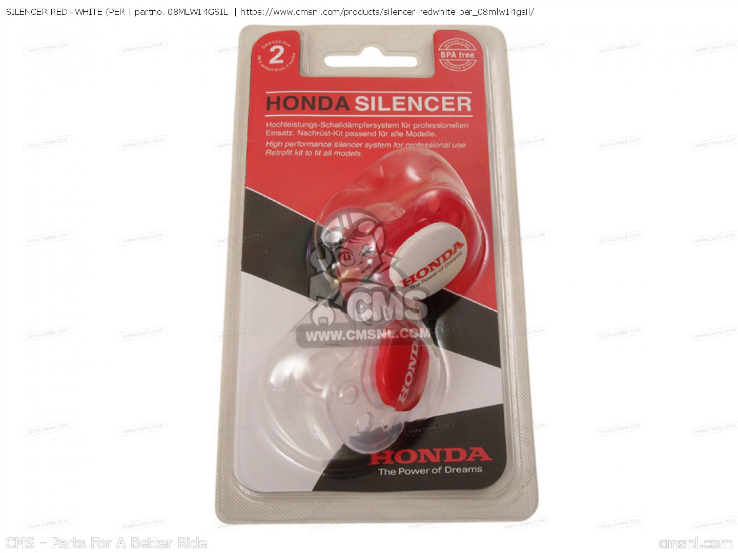 08MLW14GSIL: Silencer Red+white (per Honda - buy the 08MLW-14G-SIL at CMSNL