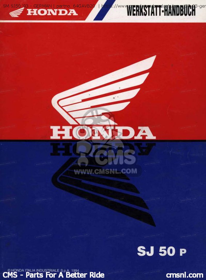 64GAVB20: SM SJ50 93 - GERMAN Honda - buy the 64GAVB20 at CMSNL