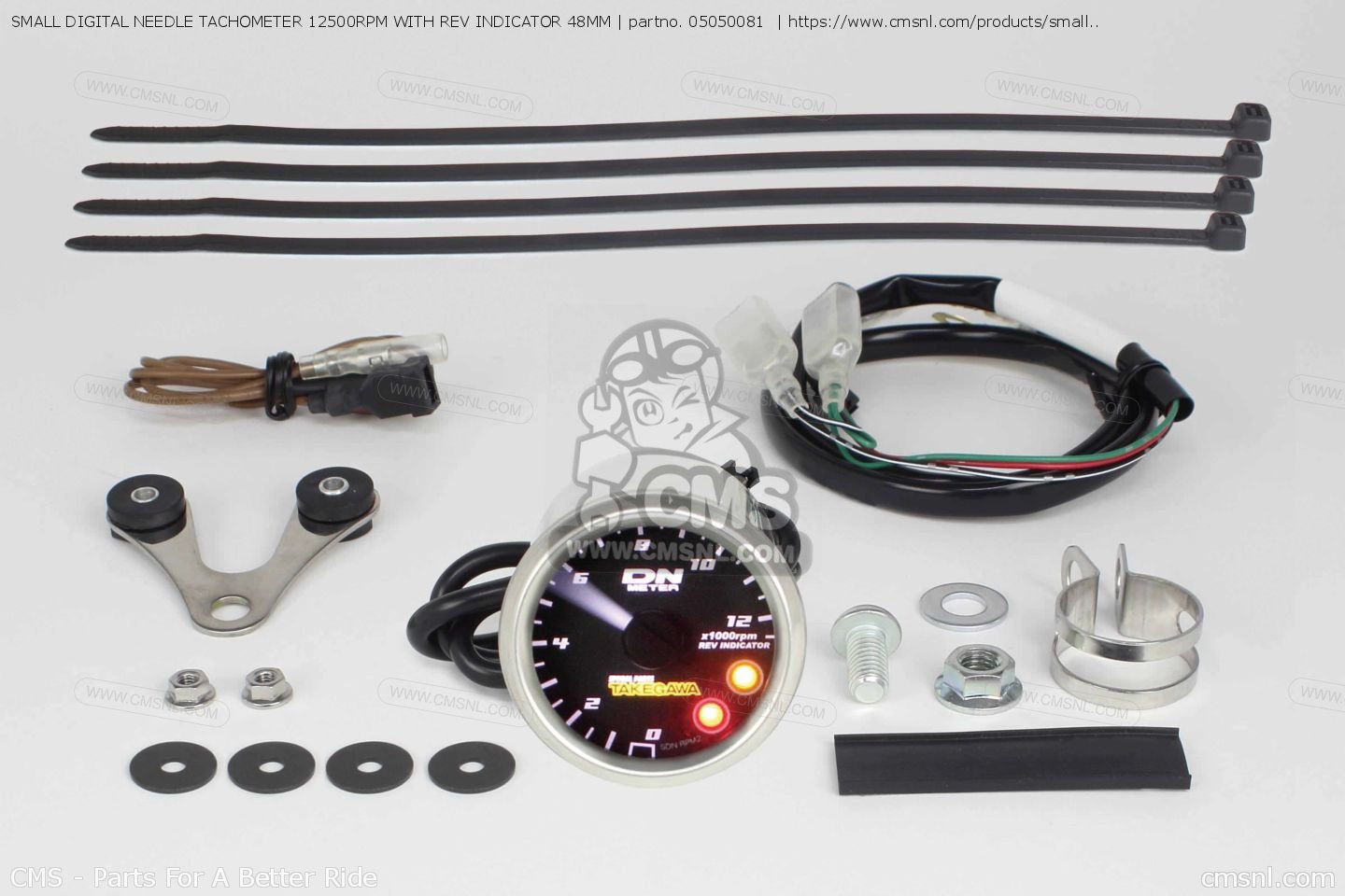 05050081: SMALL DIGITAL NEEDLE TACHOMETER 12500RPM WITH REV INDICATOR ...