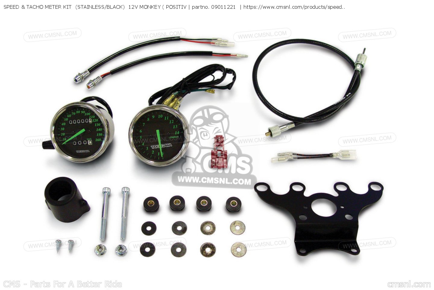 09011221: Speed & Tacho Meter Kit (stainless/black) 12v Monkey ...