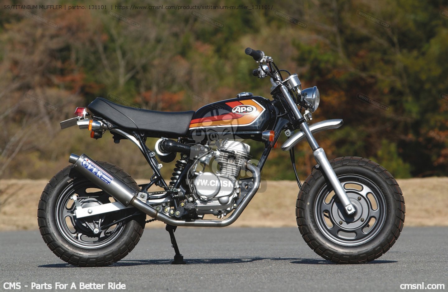 SS/TITANIUM MUFFLER for APE 50 EXHAUST - order at CMSNL