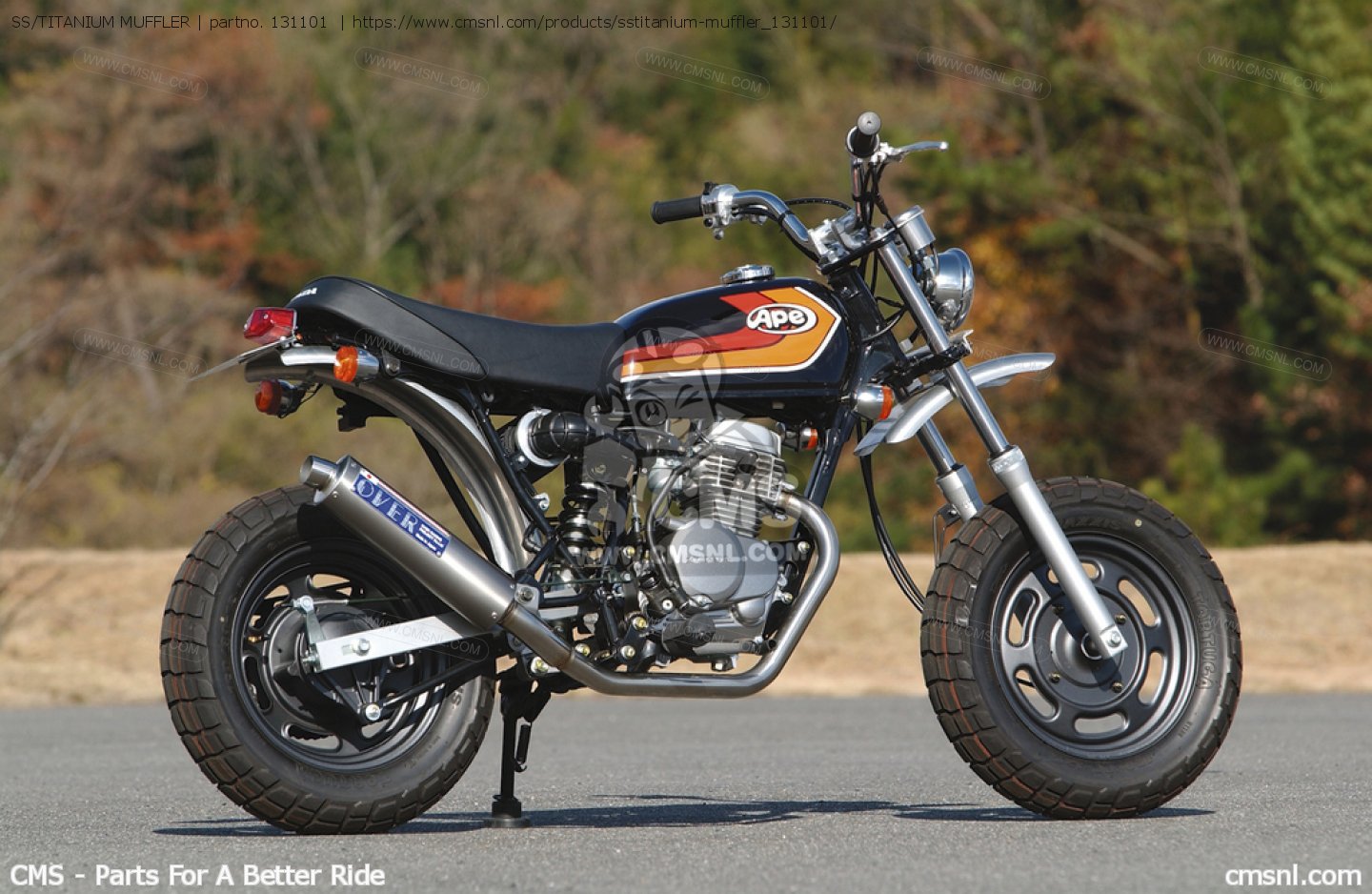 SS/TITANIUM MUFFLER for APE 50 EXHAUST - order at CMSNL