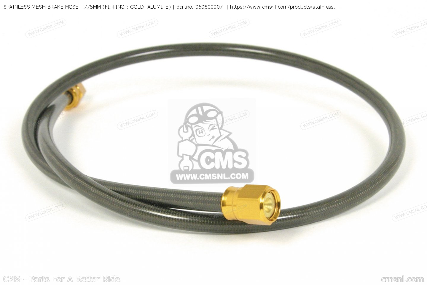 060800007: STAINLESS MESH BRAKE HOSE 775MM (FITTING : GOLD ALUMITE ...