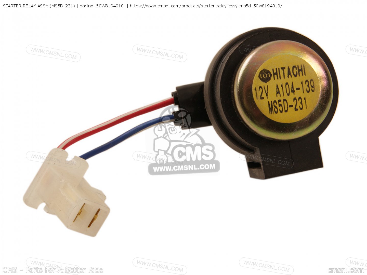 50W8194010: STARTER RELAY ASSY (MS5D-231) Yamaha - buy the 50W-81940-10 ...